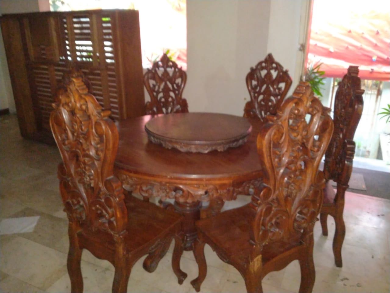 Solid Narra Round Table & 6 Chairs, Furniture & Home Living, Furniture ...