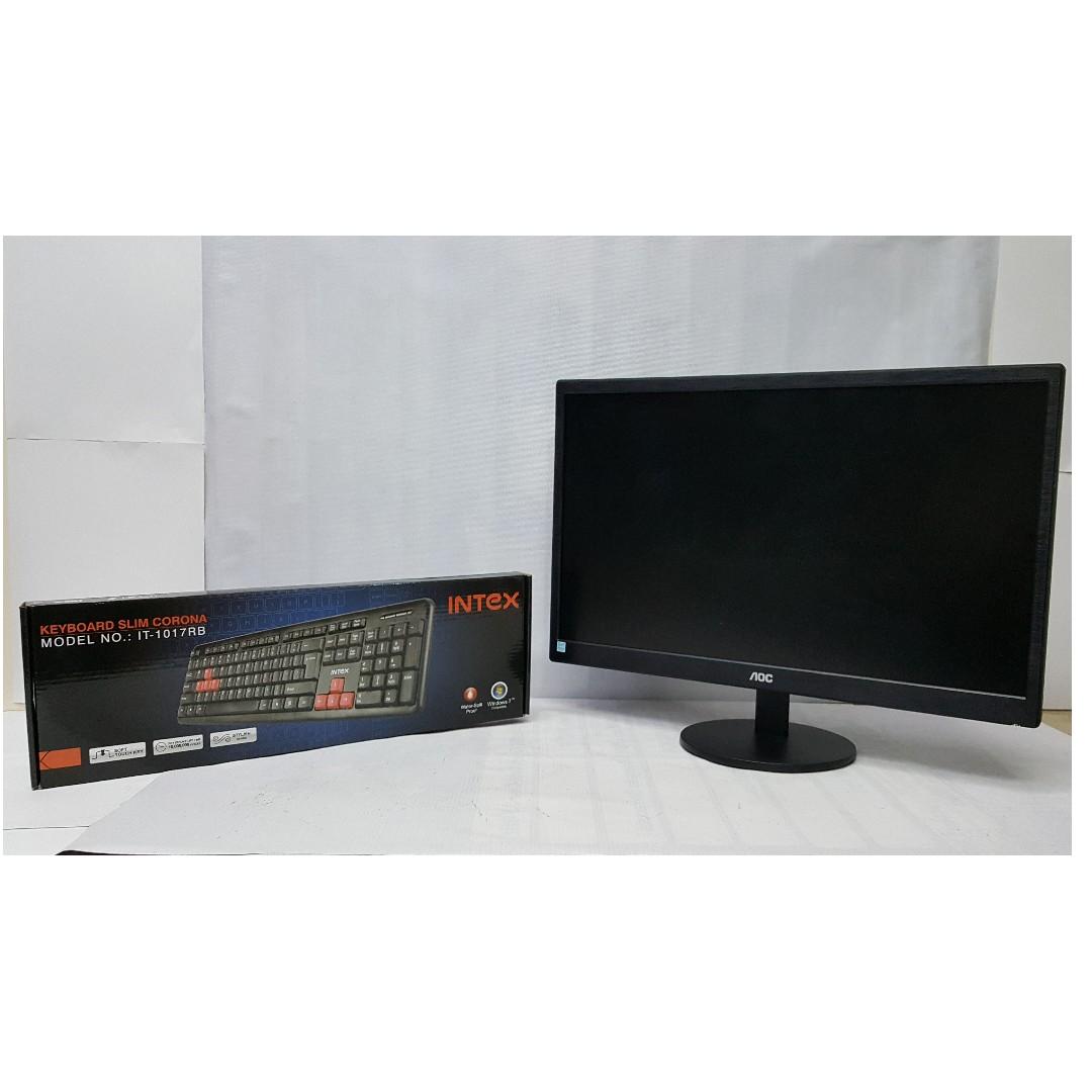 AOC E2270SWHN 21.5-inch LED Monitor with Intex IT-1017RB PS/2 Keyboard ...