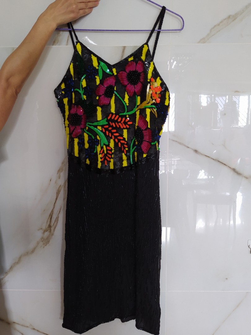 Beaded Sequil Evening Gown, Women's Fashion, Dresses & Sets, Evening ...