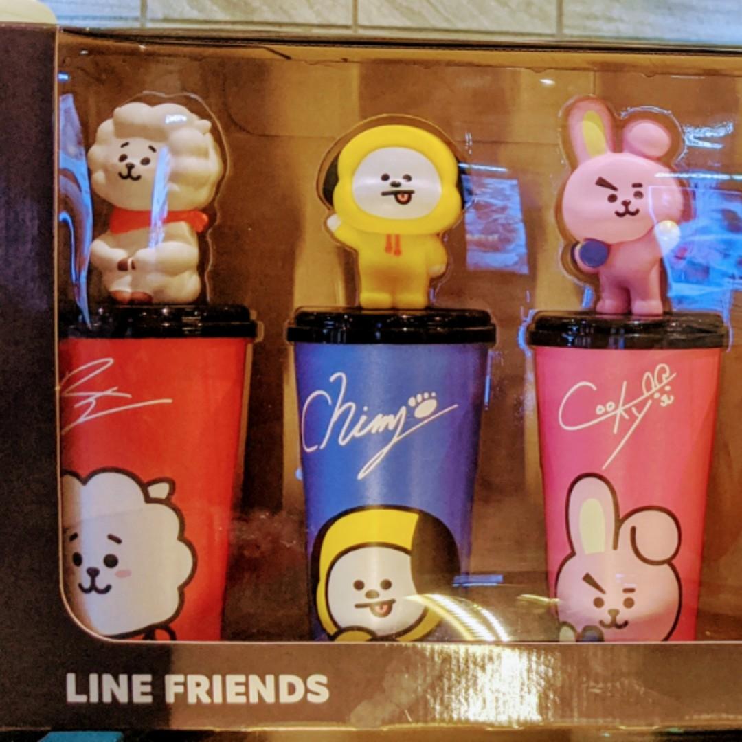 BT21 Tumbler Set LIMITED EDITION Complete 8 Characters BTS Signature ...