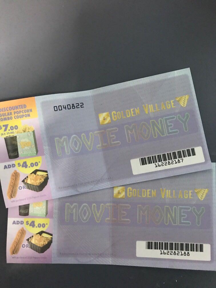 Golden village movie ticket, Tickets & Vouchers, Vouchers on Carousell