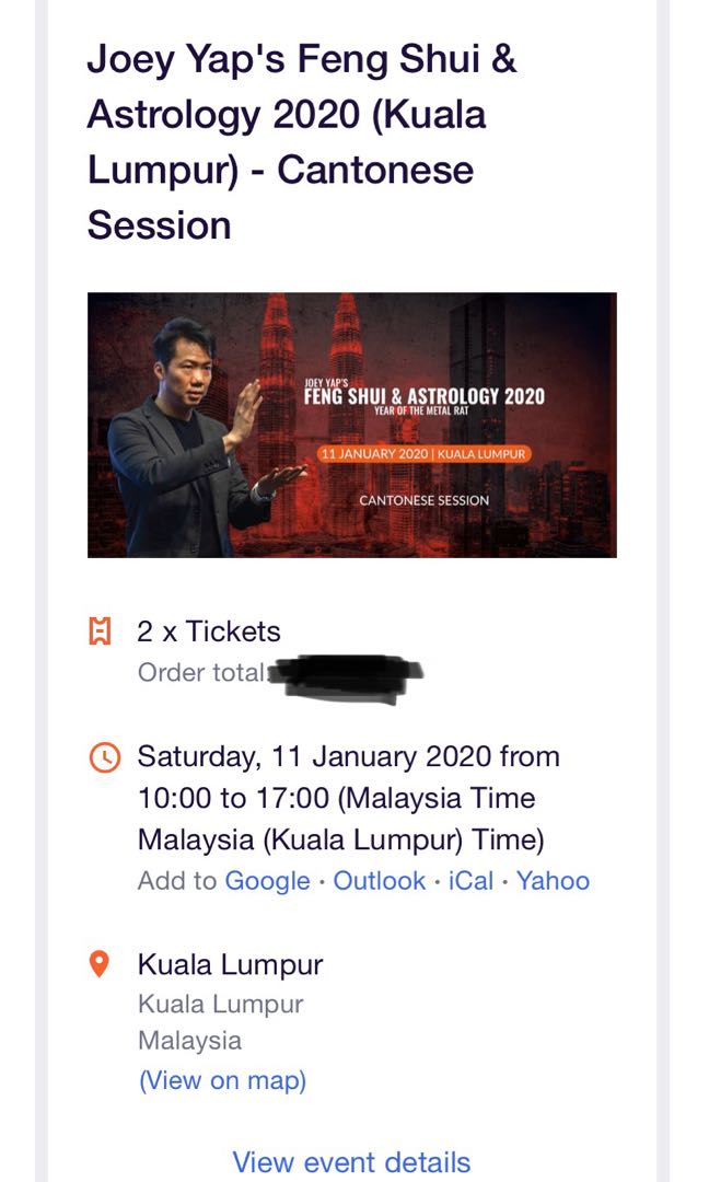 Joey Yap FengShui Astrology 2020 (Gold Class - Cantonese), Tickets ...