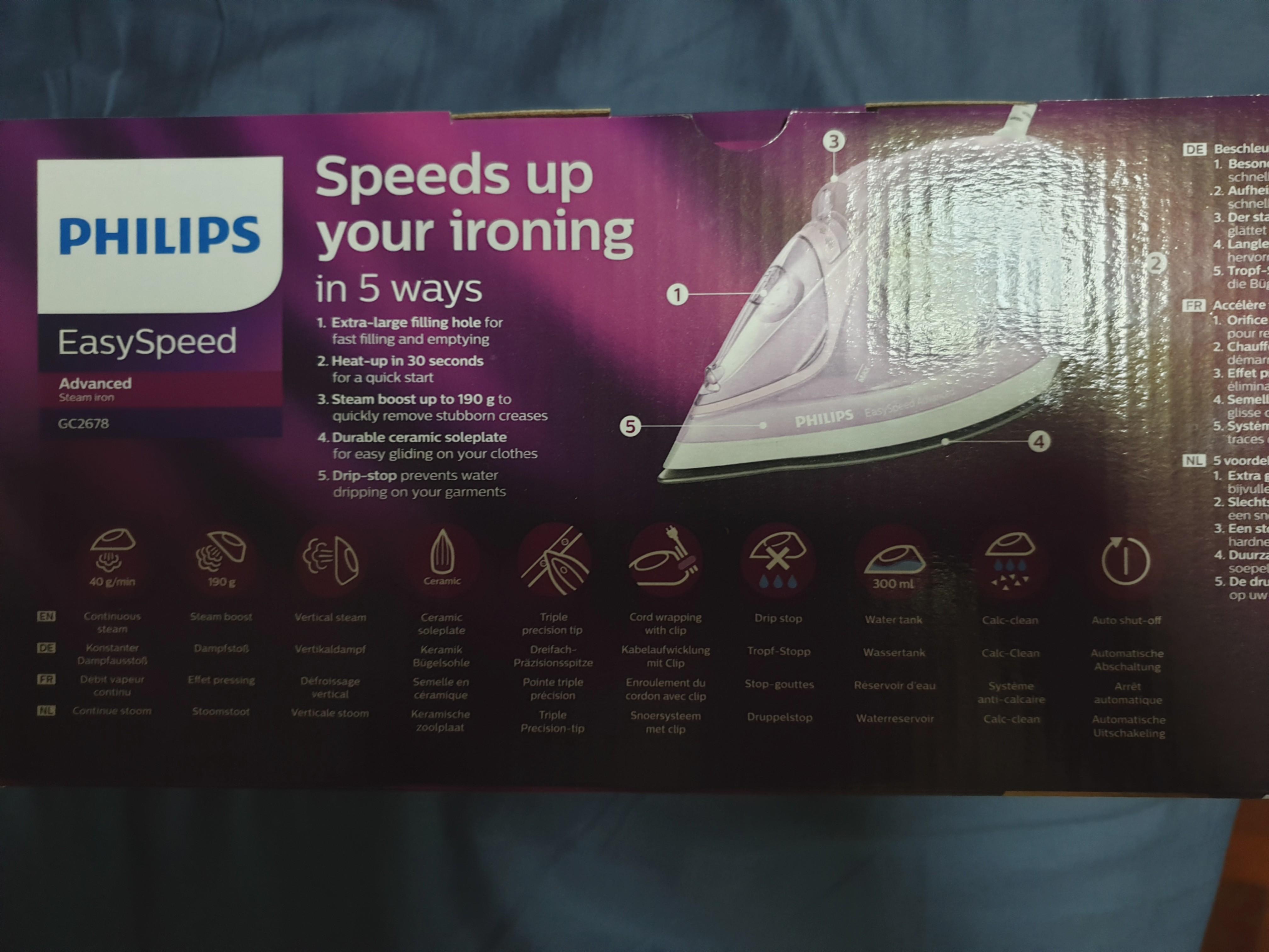 Philips Easy Speed Steam Iron, TV & Home Appliances, Irons & Steamers ...
