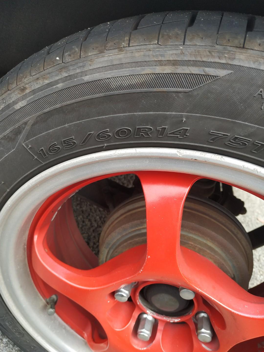 Rim 14" 6JJ skali Tayar Hankook 18, Auto Accessories on Carousell