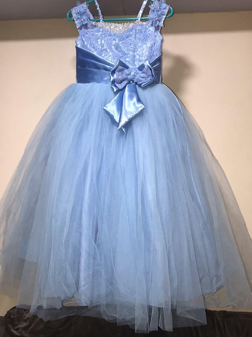 Sky blue gown for kids, Babies & Kids, Babies & Kids Fashion on Carousell