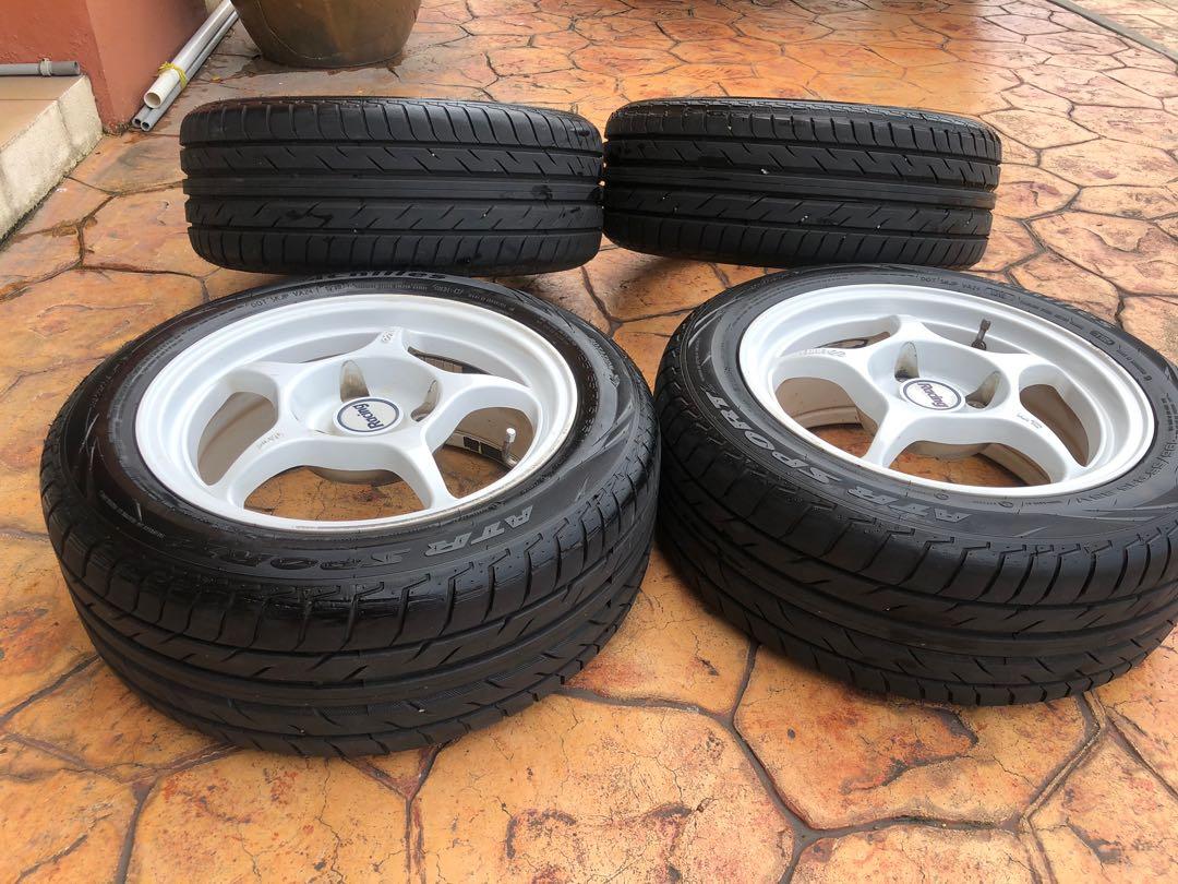 Sport Rim Enkei RPO1 15 pcd114 tayar 90%, Auto Accessories on Carousell