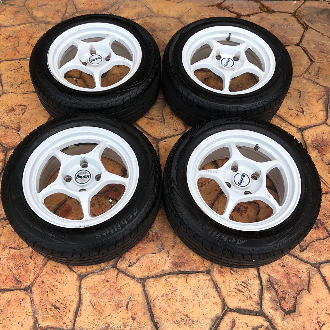 Sport Rim Enkei RPO1 15 pcd114 tayar 90%, Auto Accessories on Carousell