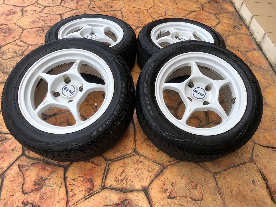 Sport Rim Enkei RPO1 15 pcd114 tayar 90%, Auto Accessories on Carousell