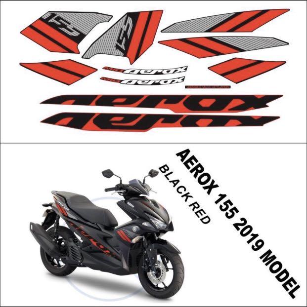 Aerox red coverset sticker set, Motorcycles, Motorcycle Accessories on ...