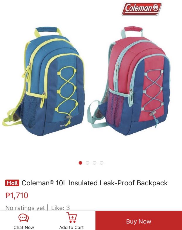 Coleman 10L Insulated Leak-proof Backpack Bag (PINK), Sports Equipment ...