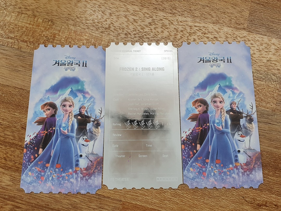Frozen 2 Korea movie tickets Megabox limited edition, Tickets ...