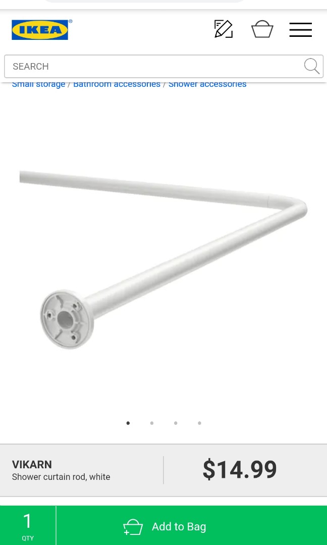 IKEA VIKARN Shower curtain rod, Furniture & Home Living, Bathroom ...
