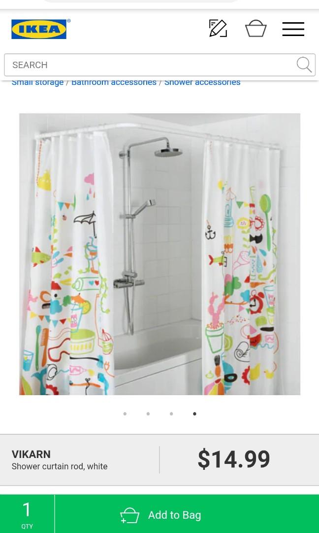 IKEA VIKARN Shower curtain rod, Furniture & Home Living, Bathroom ...