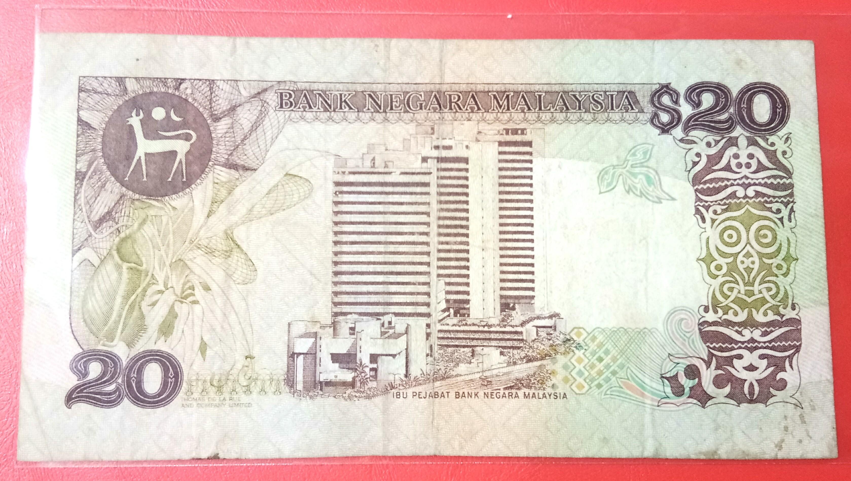 Siri 6th 20 Ringgit Banknote Currency Wang Kertas Lama RM 20 Duit Dua ...