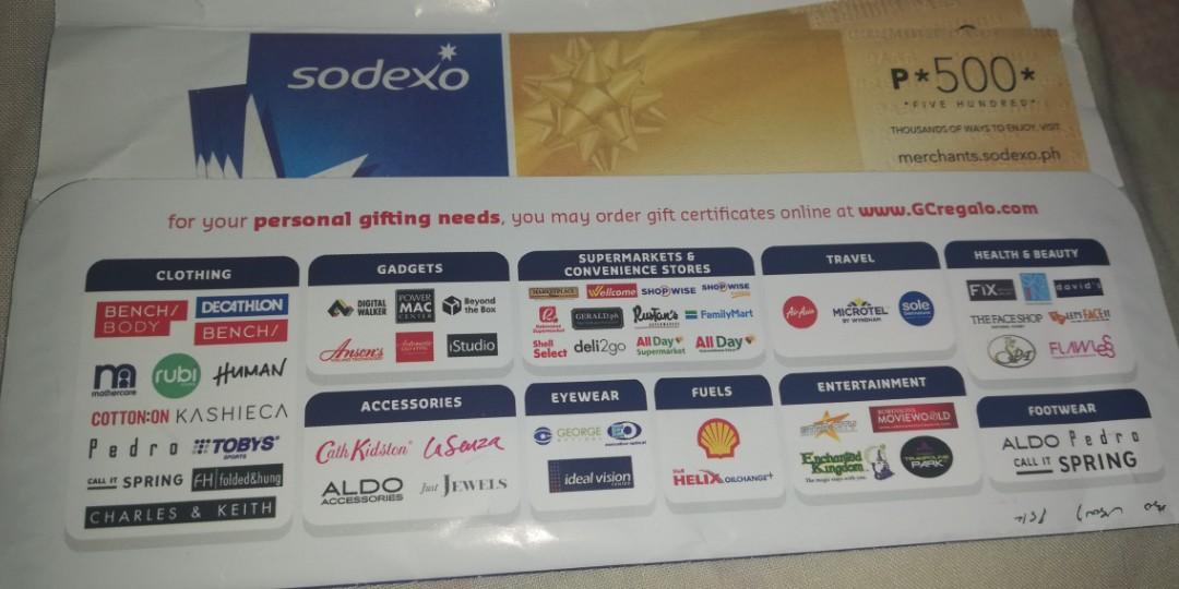 Sodexo Premium GC (500), Tickets & Vouchers, Store Credits on Carousell