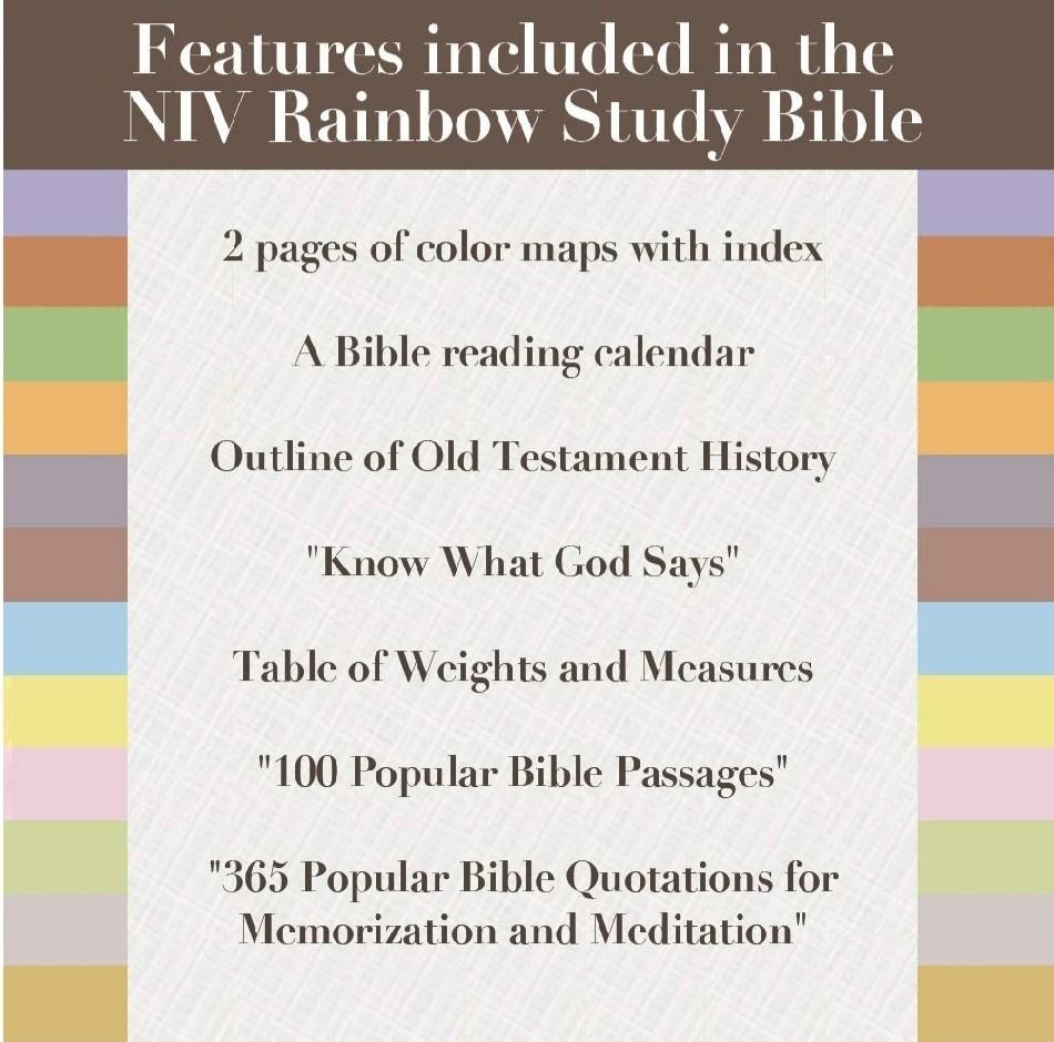 BN NIV Rainbow Colour-Coded Study Bible, Jacketed Hardcover, Hobbies ...