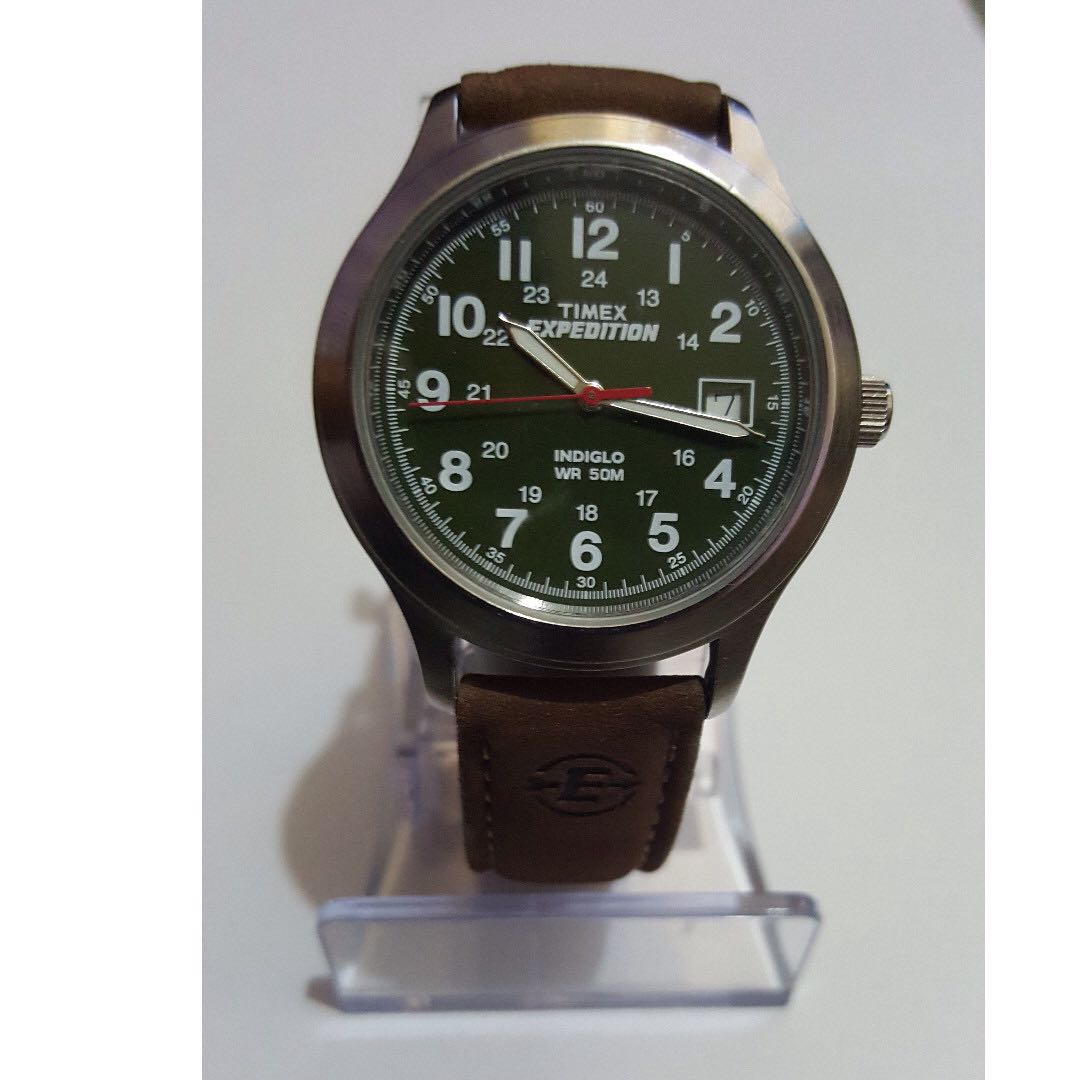 TIMEX T40051 Expedition Brown Leather Suede Strap, Men's Fashion ...