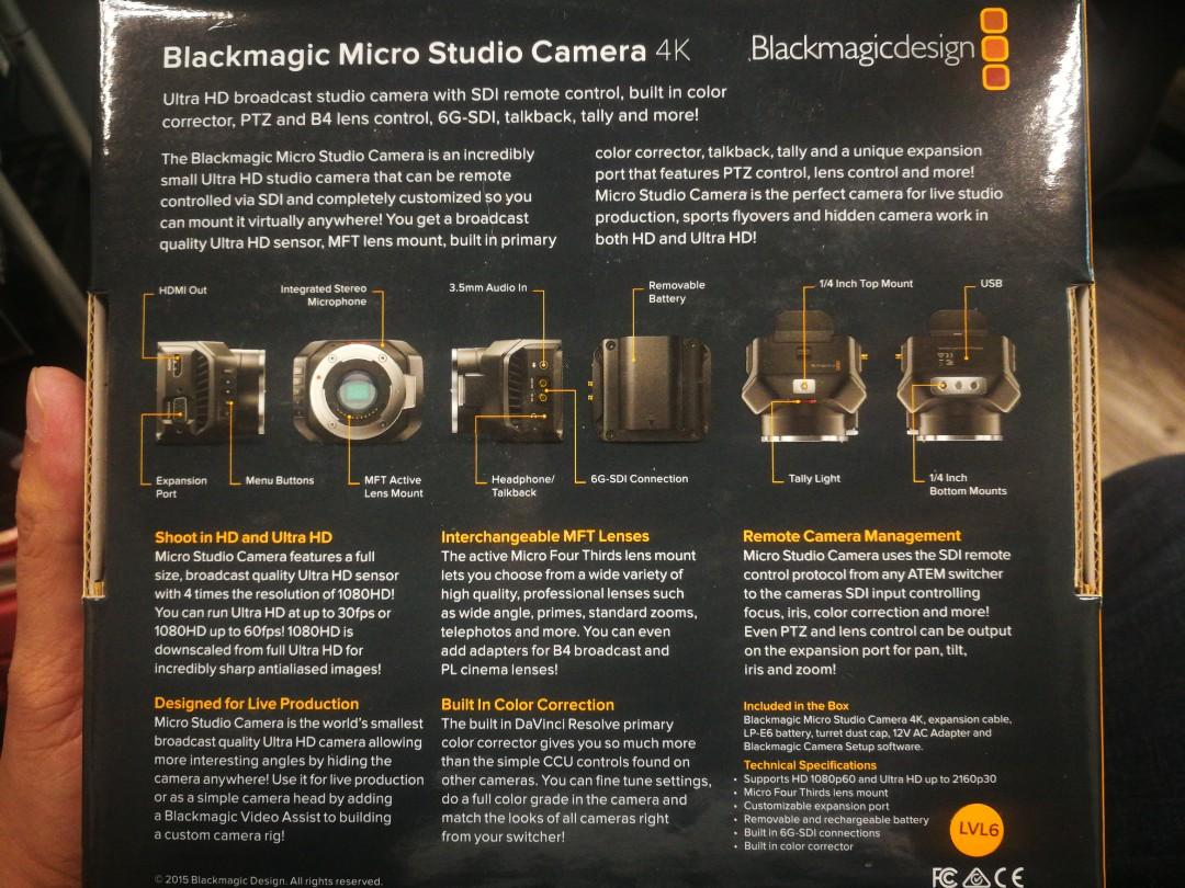 Blackmagic micro studio camera 4k $1875 selling $1000, Photography ...