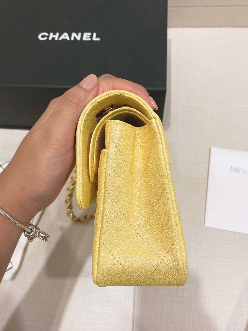 Chanel 19s Small Classic Flap Yellow Iridescent, Luxury, Bags & Wallets ...