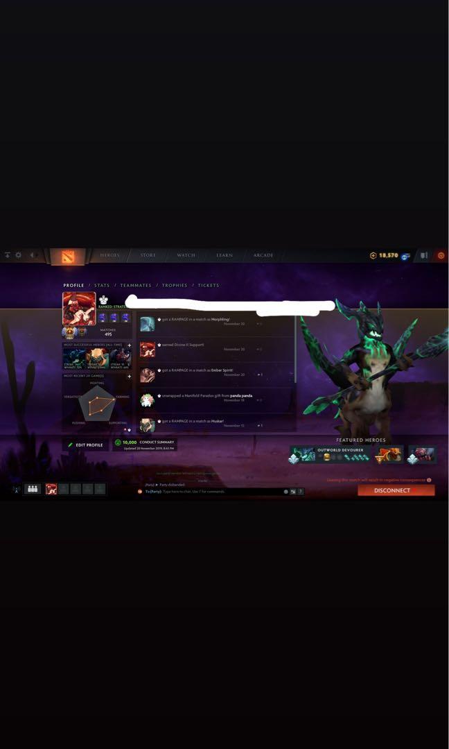 Dota 2 IMMORTAL rank up to 7800 mmr for sale, Video Gaming, Gaming ...