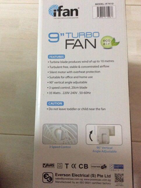 IFan 9 inch turbo fan, Furniture & Home Living, Lighting & Fans, Fans ...