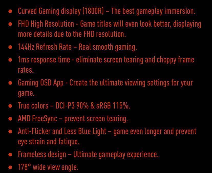 MSI Optix MAG271C Gaming Monitor, Computers & Tech, Parts & Accessories ...