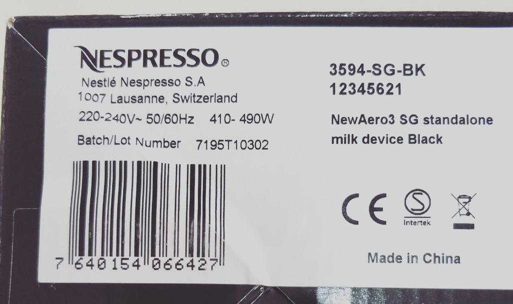 Nespresso Coffee Machine with NewAero3 SG standalone milk device, TV ...