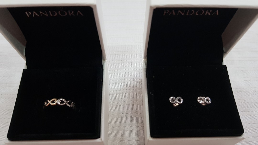 Pandora Infinity Love Ring and Sparkling Infinity Stud Earrings Set ...