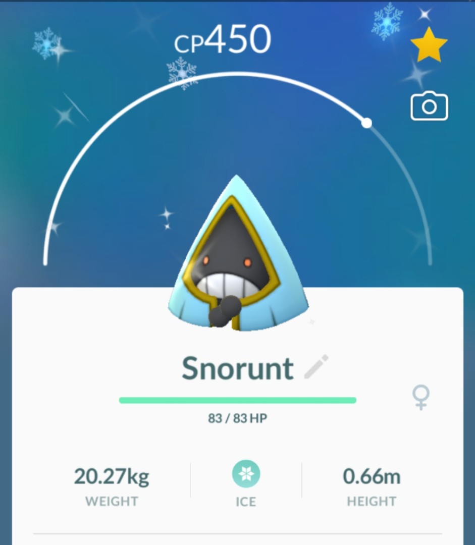 Shiny female snorunt Pokemon go, Video Gaming, Gaming Accessories, Game ...