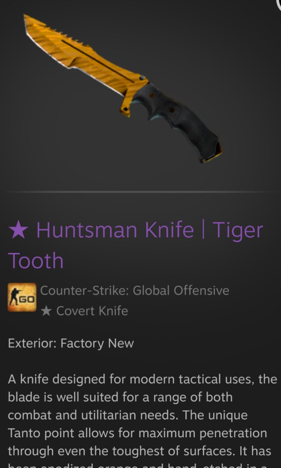 Csgo Huntsman Tiger Tooth FN, Video Gaming, Gaming Accessories, Game ...