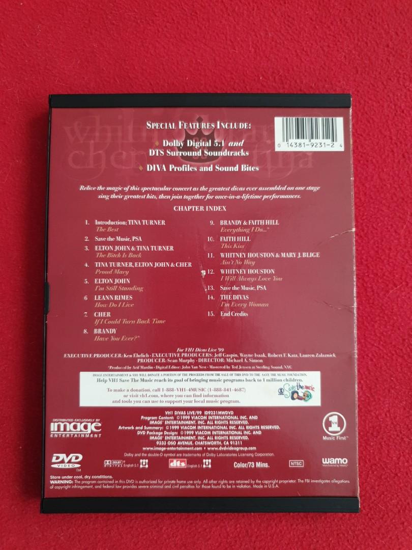 VH1 Divas Live 1999 DVD WHITNEY CHER TINA BRANDY, Hobbies & Toys, Music ...
