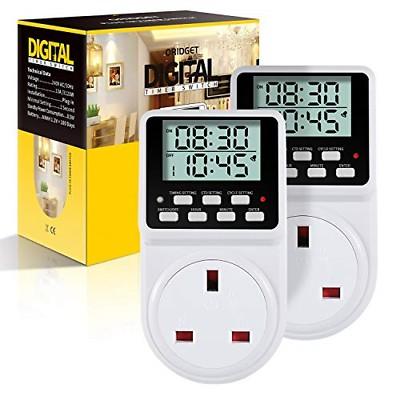 ORIDGET T319 Digital Electrical Timer Plug Socket with 3-Prong Outlet ...
