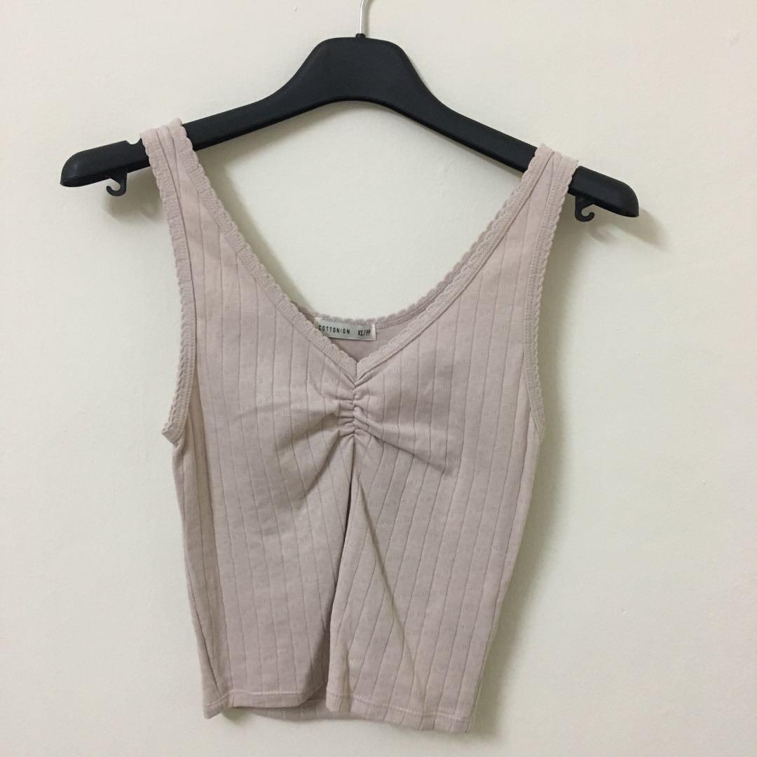 V neck Singlet NAKED PINK, Women's Fashion, Tops, Sleeveless on Carousell