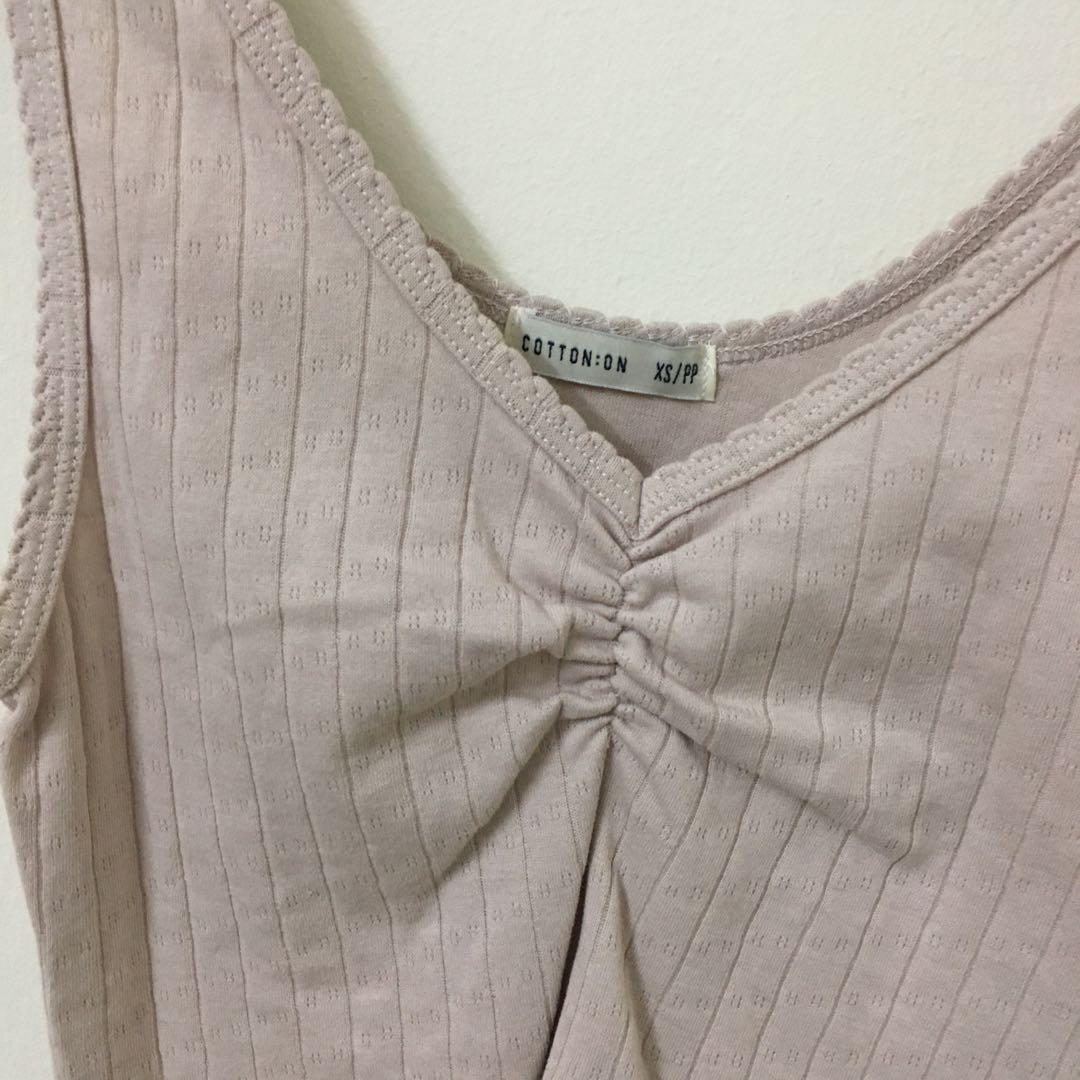 V neck Singlet NAKED PINK, Women's Fashion, Tops, Sleeveless on Carousell