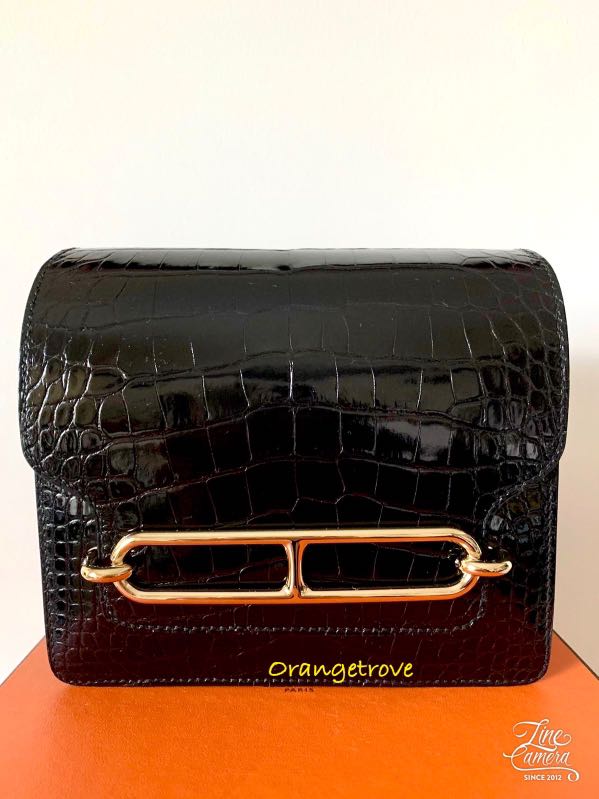 BNIB HERMES MINI ROULIS ALLIGATOR IN BLACK GHW, Luxury, Bags & Wallets ...