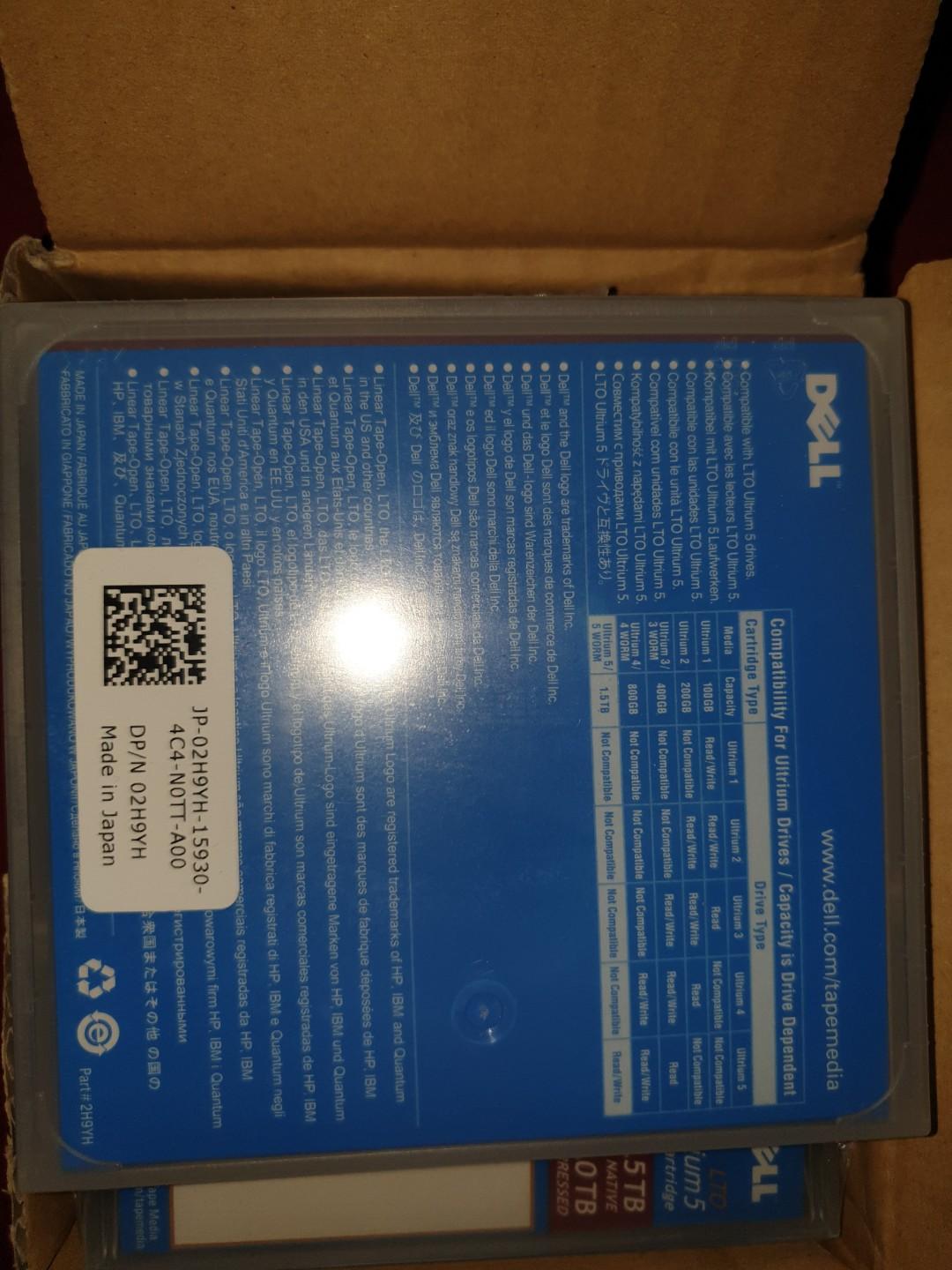 Dell LTO Ultrium 5 1.5TB Native/ 3.0TB Compressed Data Cartridge ...