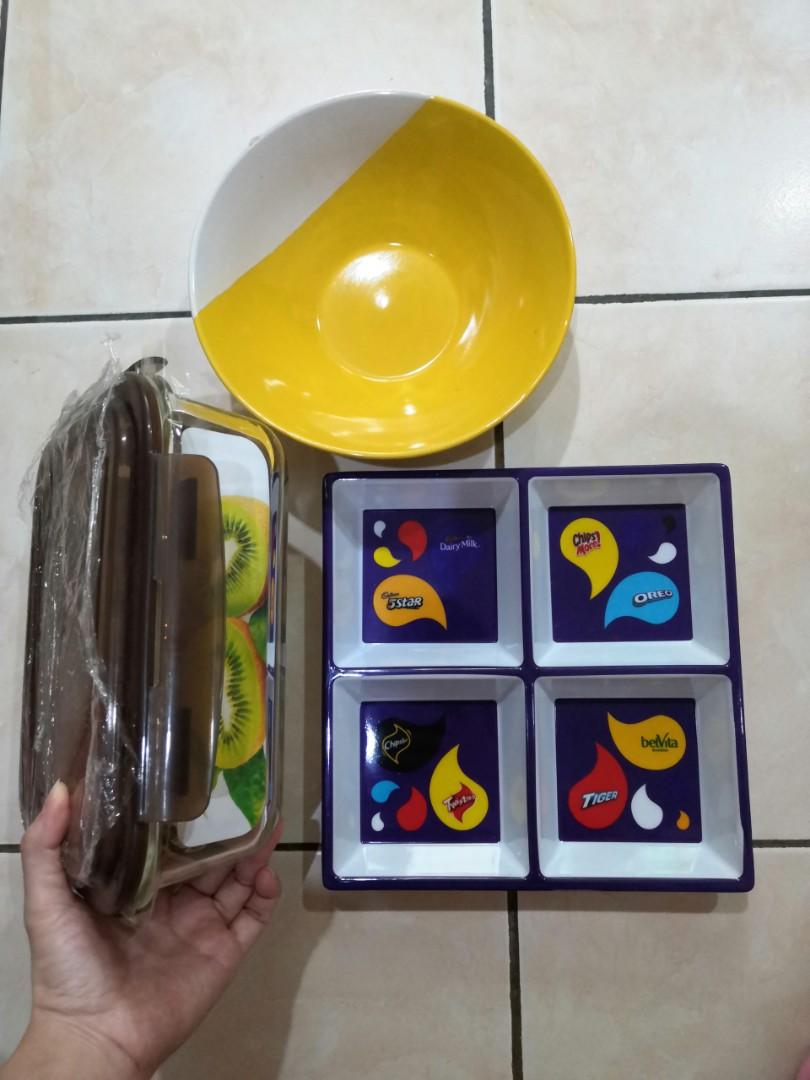 Glass Container bento box kitchen plates bowl set gelas, Furniture ...