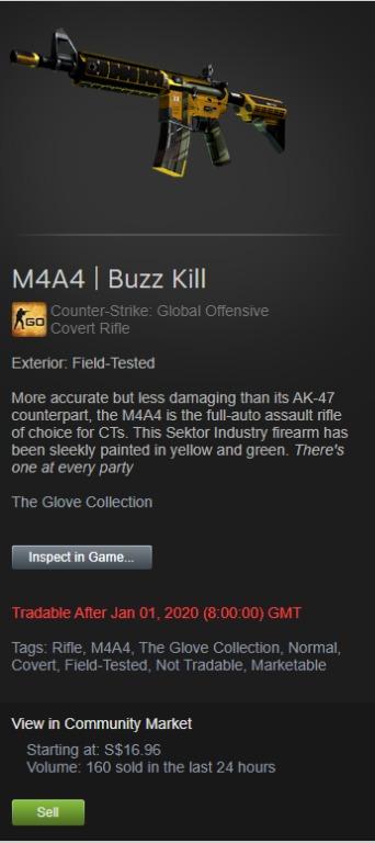 CSGO M4A4 Buzz Kill FT, Video Gaming, Gaming Accessories, Game Gift ...