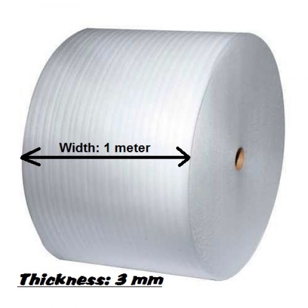 Plain PE Foam Roll packaging - 150m (L) x 1m (W) x 3mm (Thickness ...