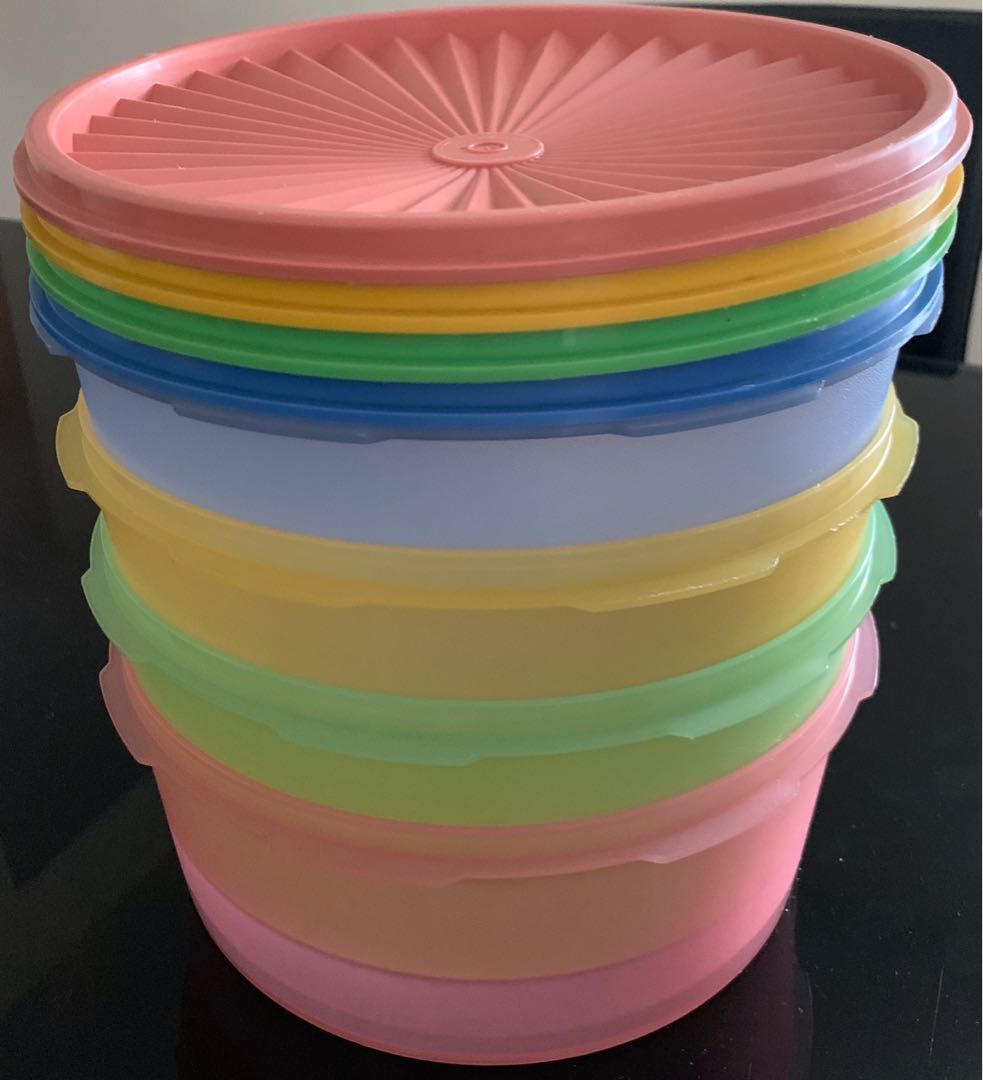 Tupperware round airtight containers 4 colours, Furniture & Home Living ...