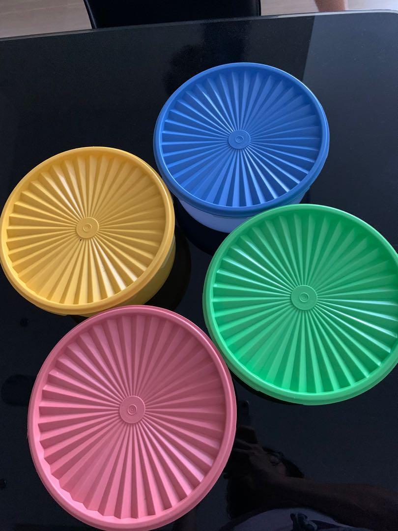 Tupperware round airtight containers 4 colours, Furniture & Home Living ...