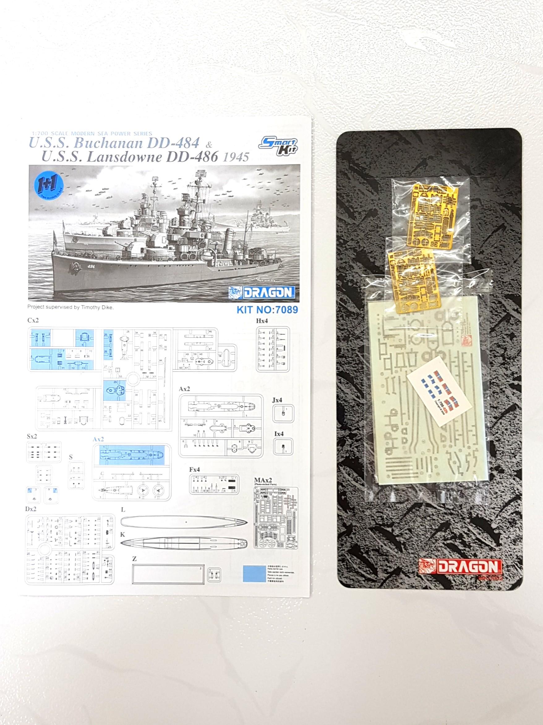 1/700 #7089 Dragon 2-in-1 kit c/w USS Buchanan DD-484 & USS Lansdowne ...
