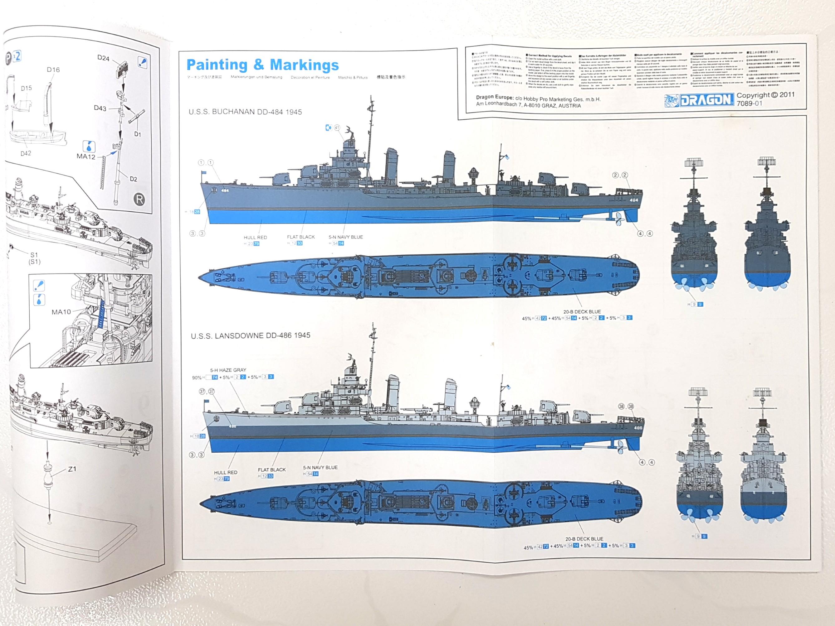 1/700 #7089 Dragon 2-in-1 kit c/w USS Buchanan DD-484 & USS Lansdowne ...