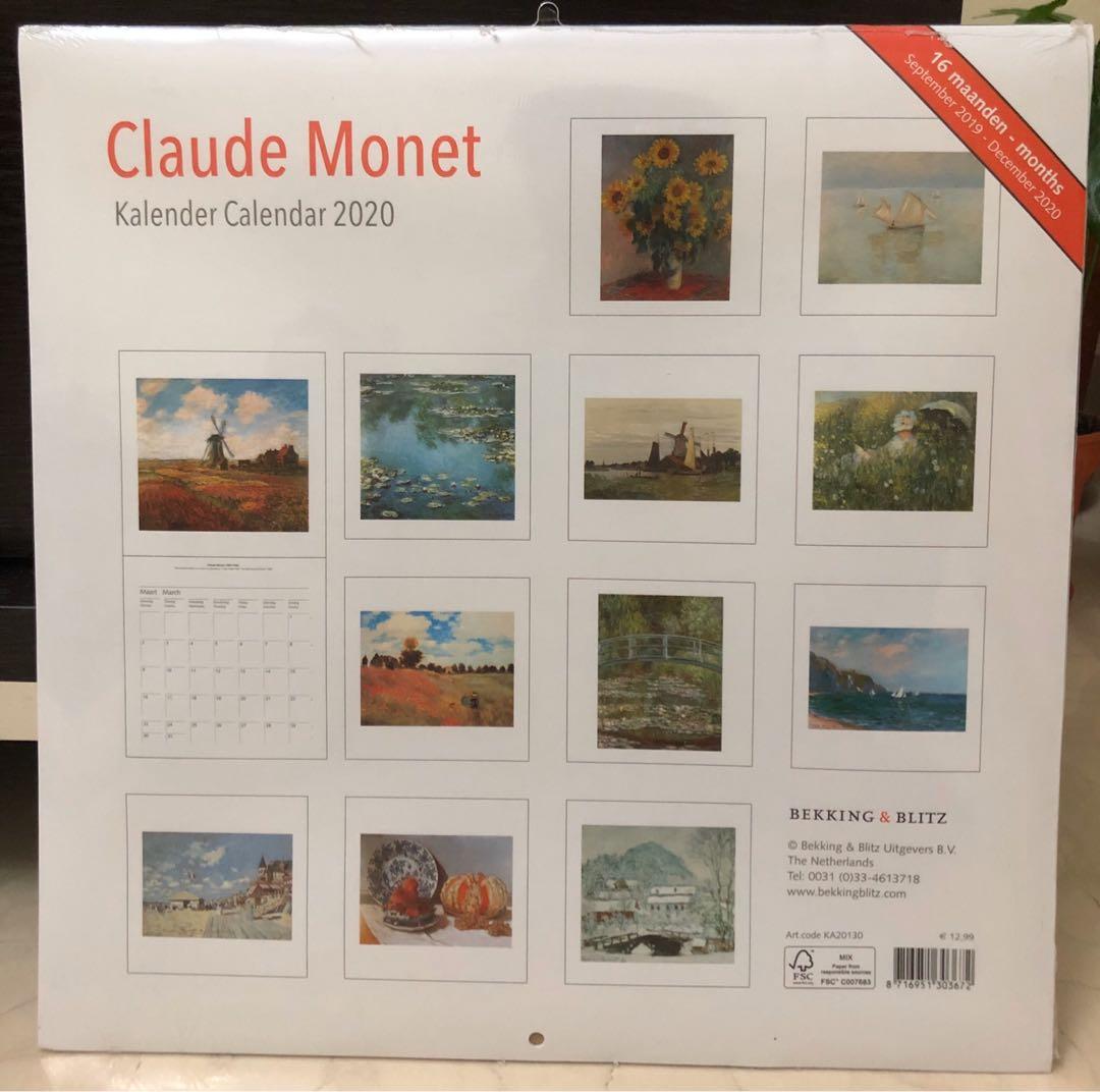 Claude Monet Calendar 2020, Hobbies & Toys, Stationery & Craft, Art ...