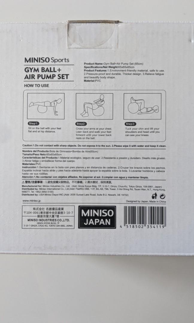 Miniso Gym Ball with air pump, Sports Equipment, Exercise & Fitness ...