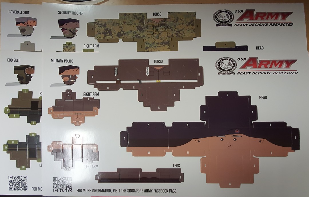 Singapore Army Cardboard Figurines - Coverall Suit, EOD Suit, Security ...