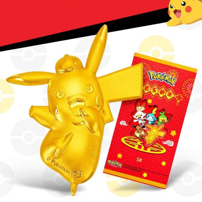SK 999 Pure Gold 3D Pokemon Pikachu, Women's Fashion, Jewelry ...
