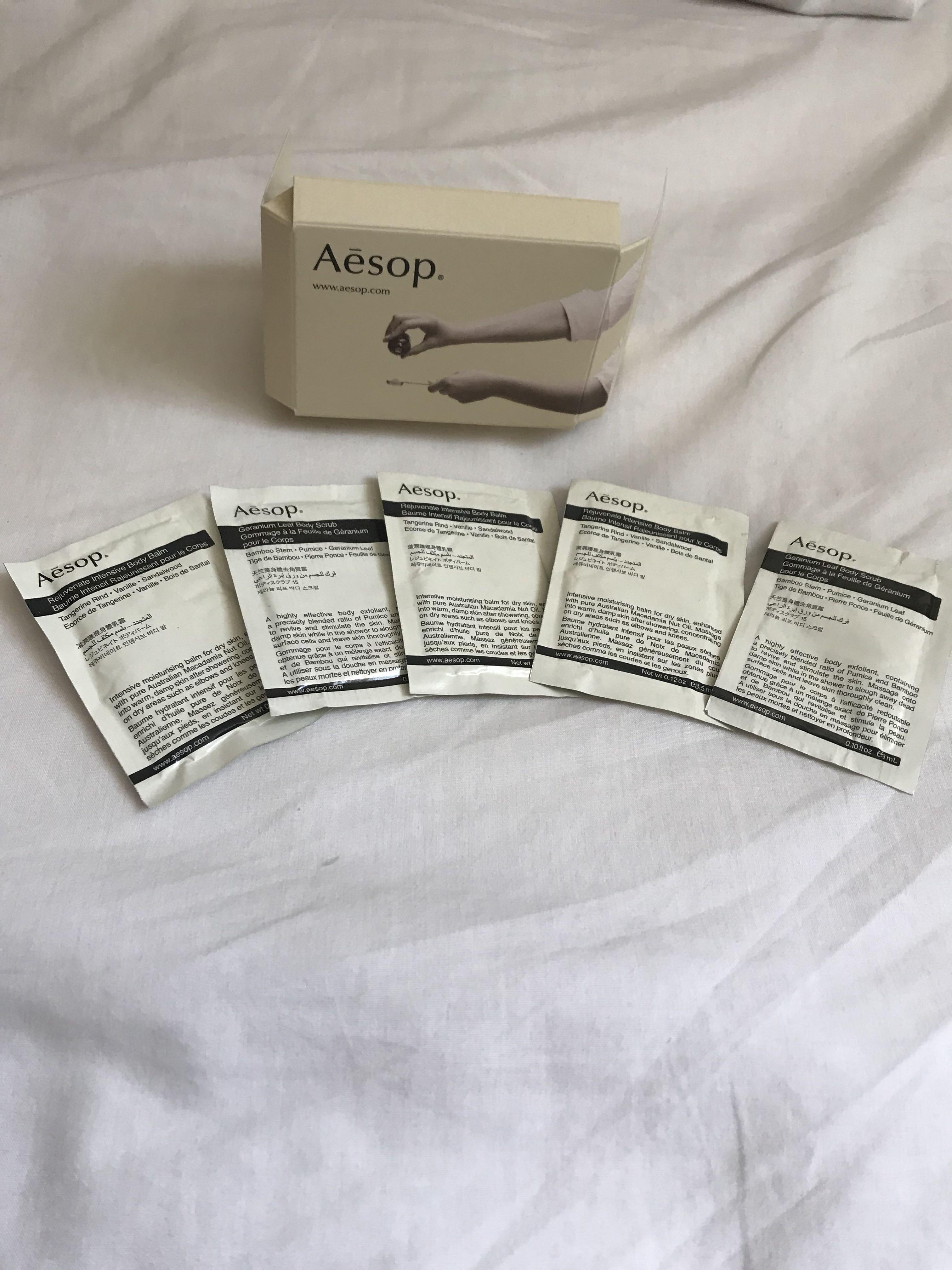 Aesop samples x5, Beauty & Personal Care, Bath & Body, Body Care on ...