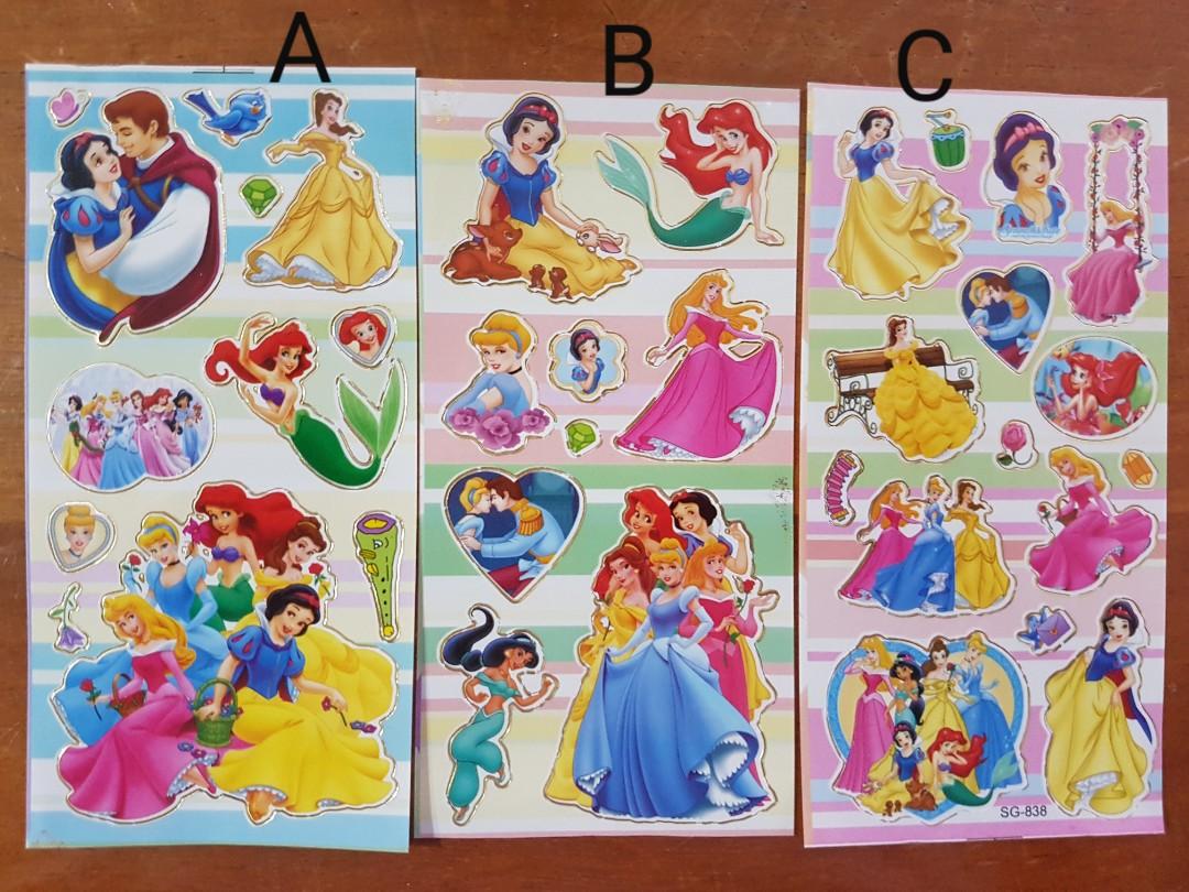 Disney Princesses Name Stickers and Sticker Sheets, Hobbies & Toys ...