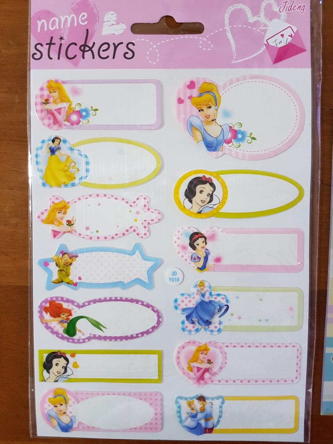 Disney Princesses Name Stickers and Sticker Sheets, Hobbies & Toys ...